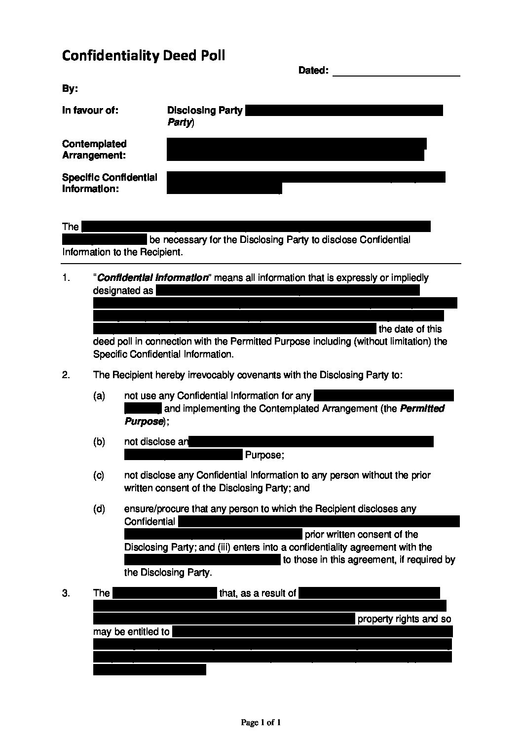 Confidentiality Agreement Deed Poll Documentive Confidentiality Agreement Deed Poll Documentive
